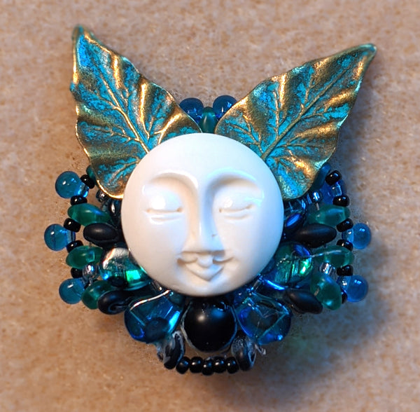 BLUE BEADED ELF BROOCH by artist Karin Skiba – Cactus Gallery LA
